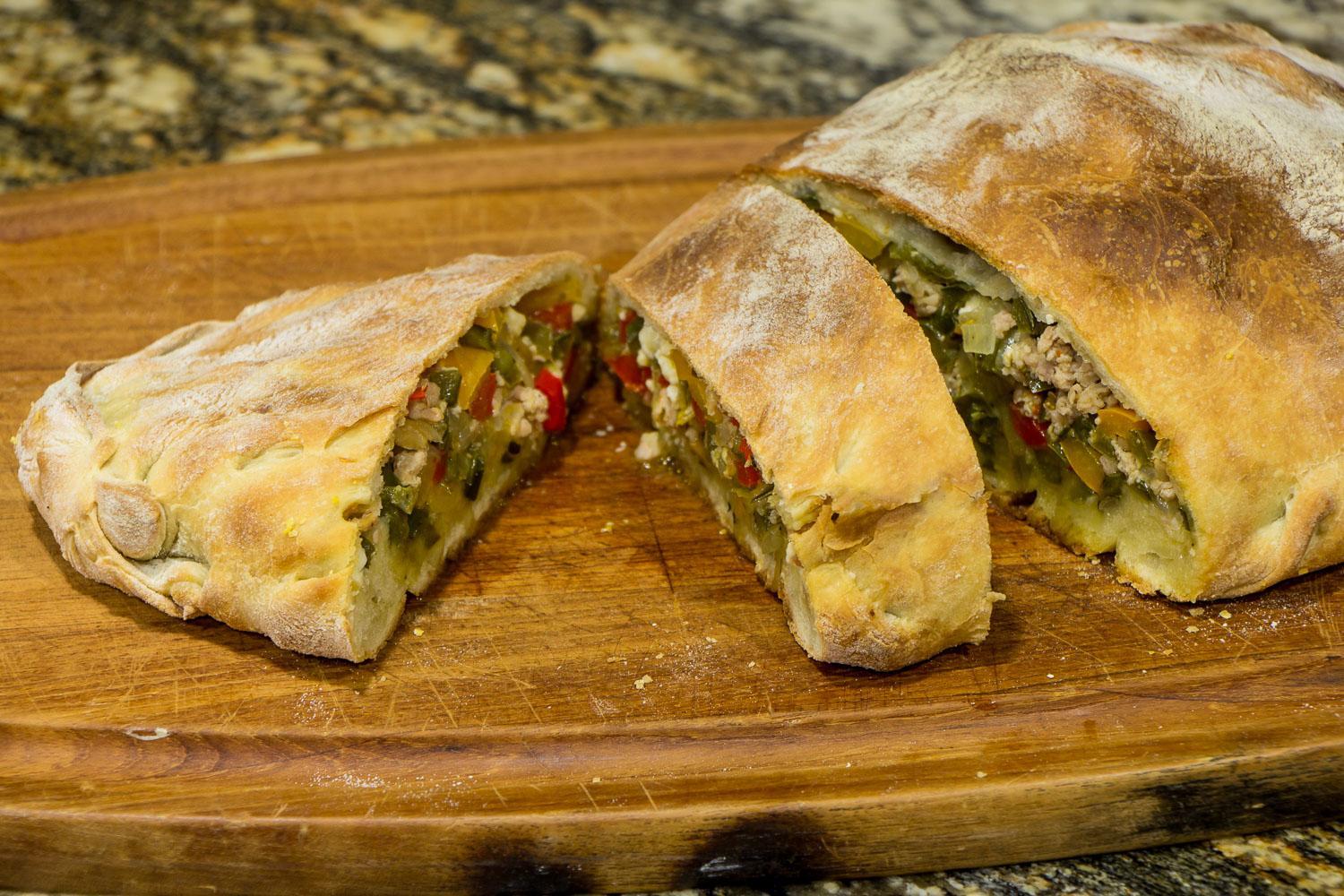 Calzone with Mixed Peppers and Sausage - Wide Angle Adventure